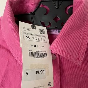 Zara | Tops | Nwt Zara Cropped Pink Denim Jacket Size S | Poshmark